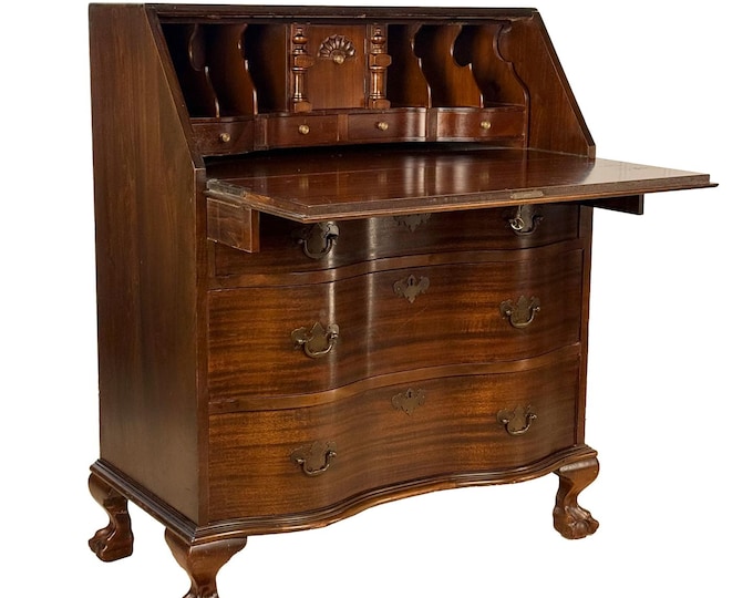 Antique Chippendale Mahogany Oxbow Drop Front Secretary Desk - Etsy