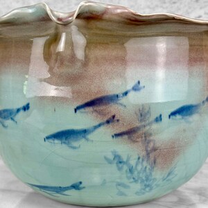 Vintage Large Chinese Celadon Porcelain Fish Motif Jardiniere Planter ...