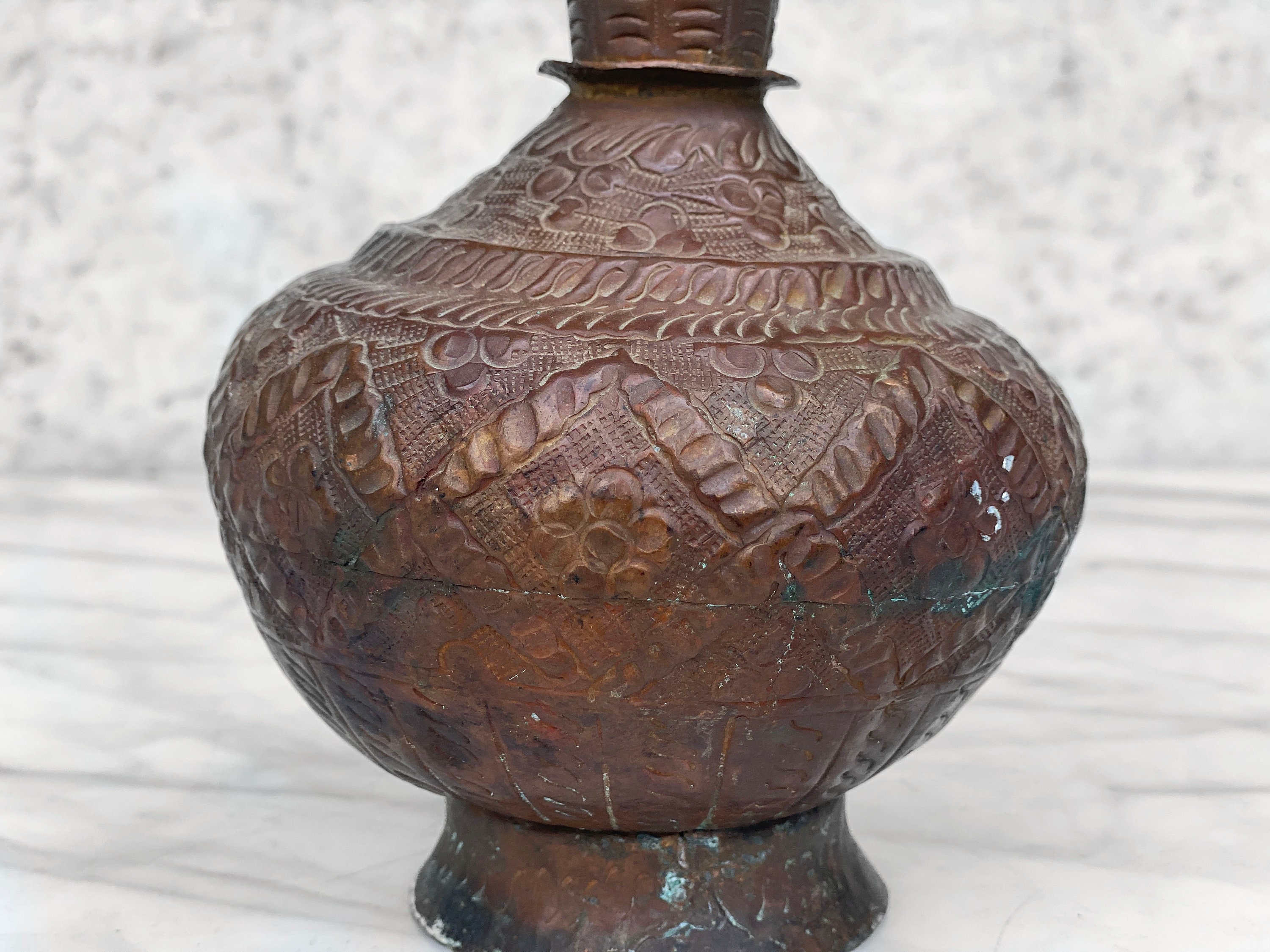 Vintage Middle Eastern Repousse Copper Floral Motif Bud Vase | Etsy