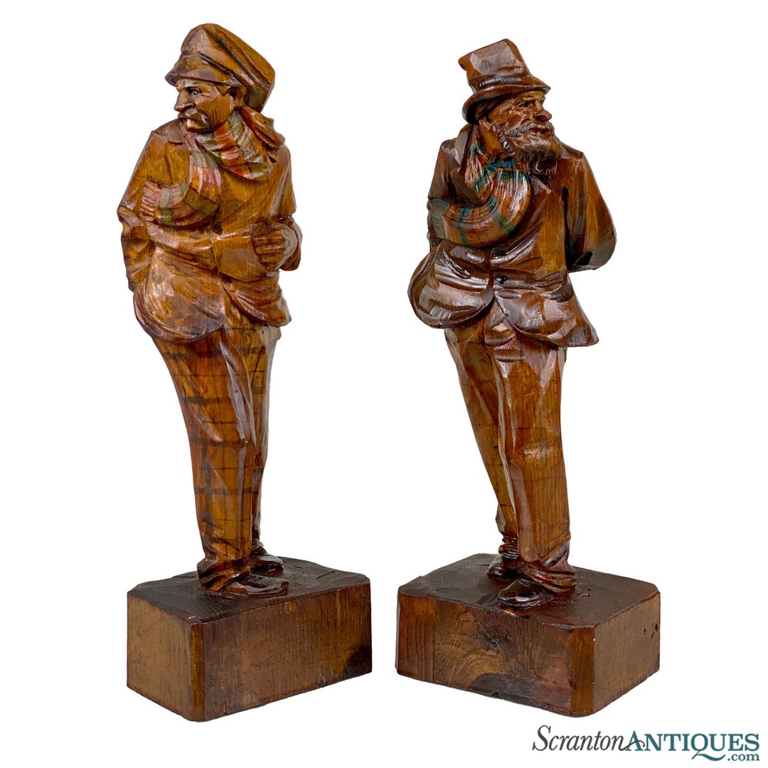Vintage German Bavarian Wood Carved Figural Man Sculptures A - Etsy