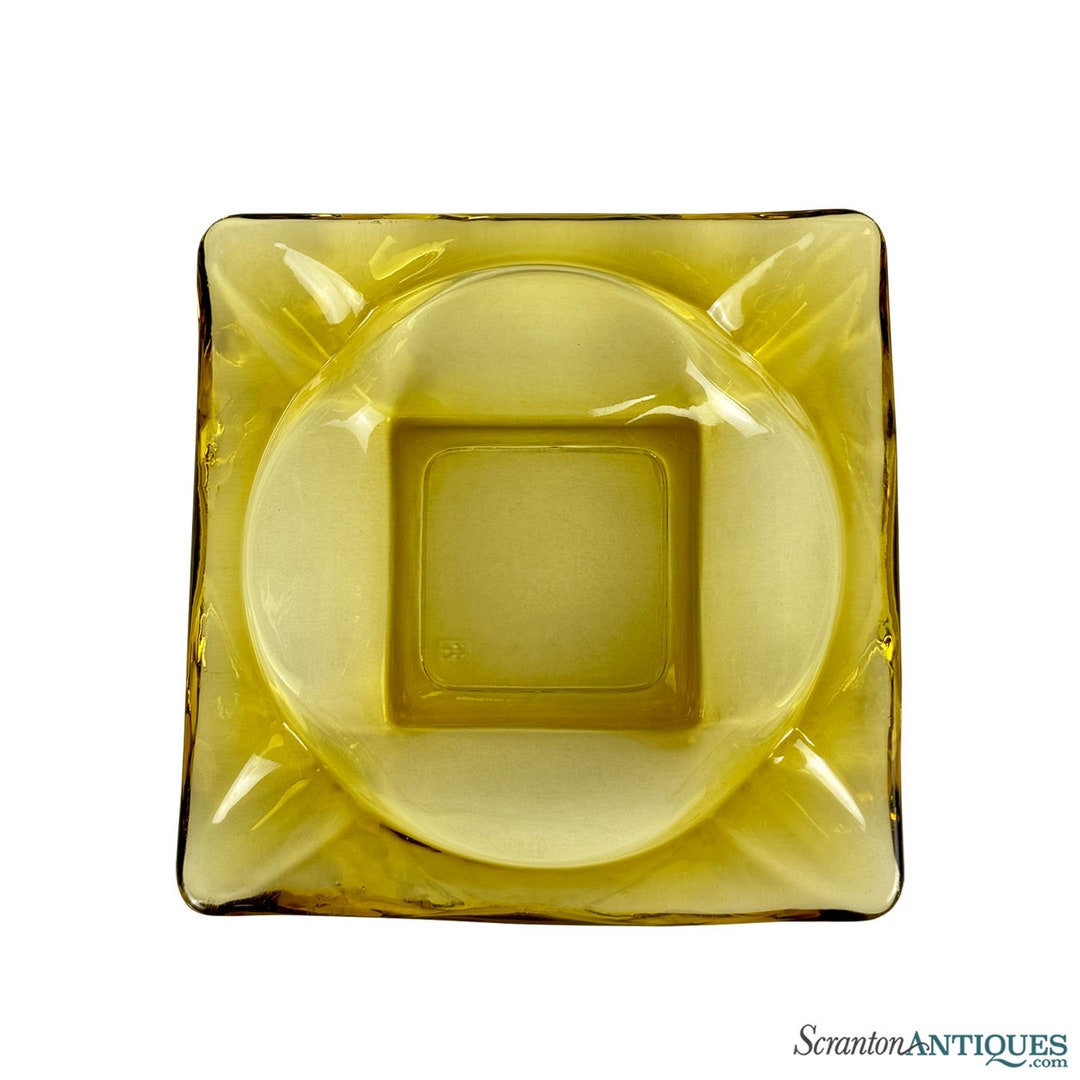 Mid-century Atomic Amber Art Glass Square Ashtray - Etsy