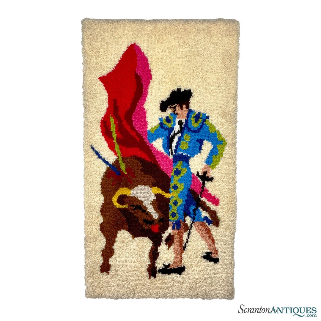 Mid-century Spanish Matador Bull Fighter Shag Rug Wall Art - 3x4 - Etsy
