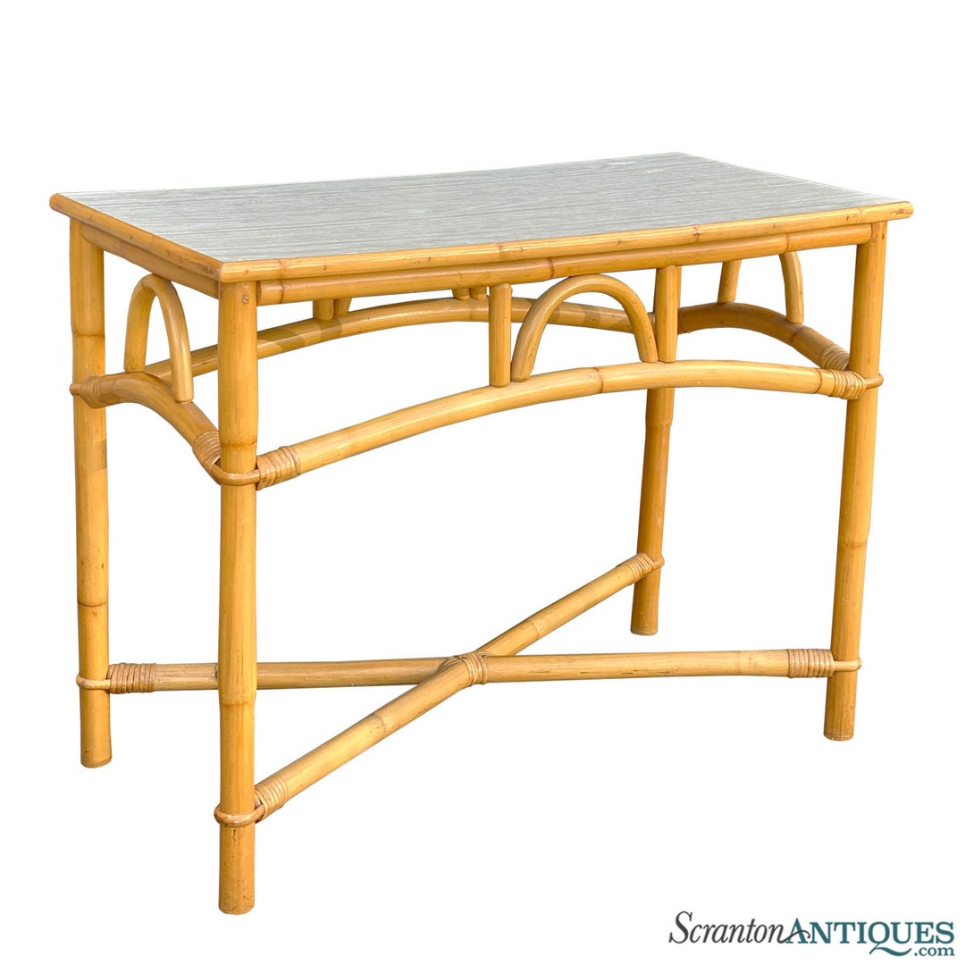 Vintage Coastal Boho Rattan Bamboo Side Table Server Stand - Etsy