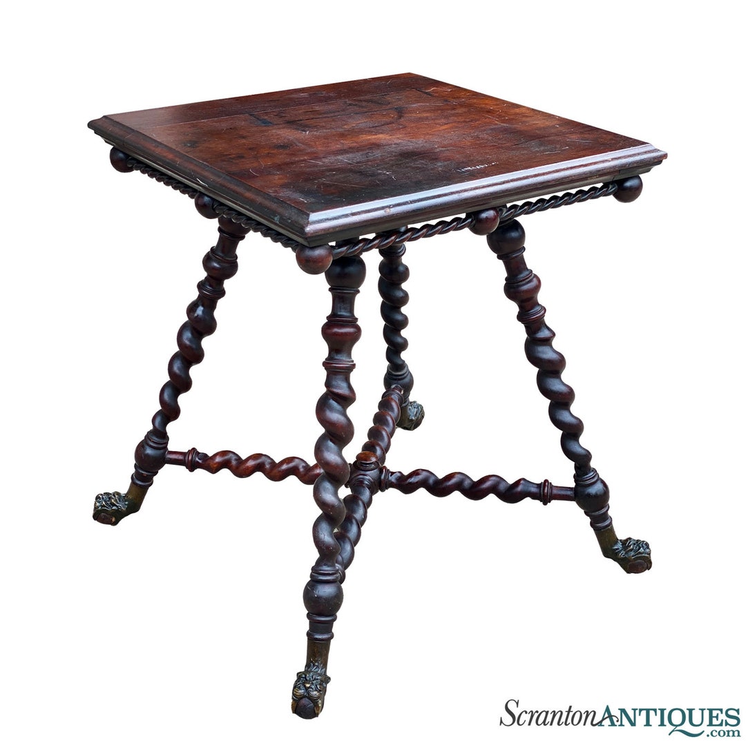 Antique Merklen Brothers Victorian Mahogany Barley Twist Parlor Table ...