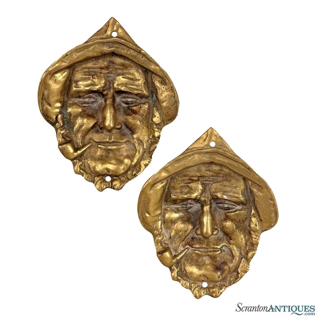 Vintage Brass Old Sea Man Fisherman Wall Hanging Plaque A Pair - Etsy