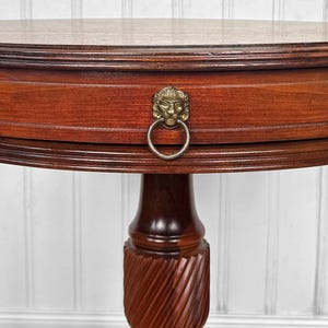 Vintage Traditional Georgian Mahogany Pedestal Drum Table W/ Lions Head ...