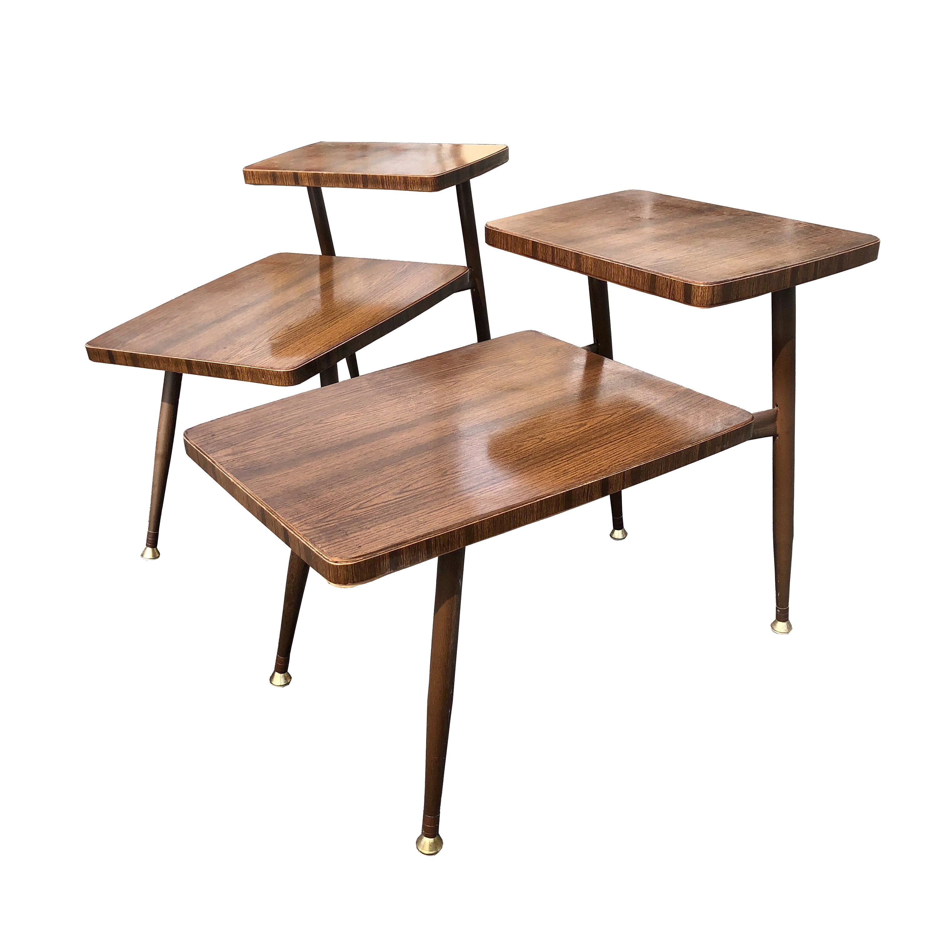 Mid Century Modern 2 Tier Side Table by Viko Baumritter A Pair