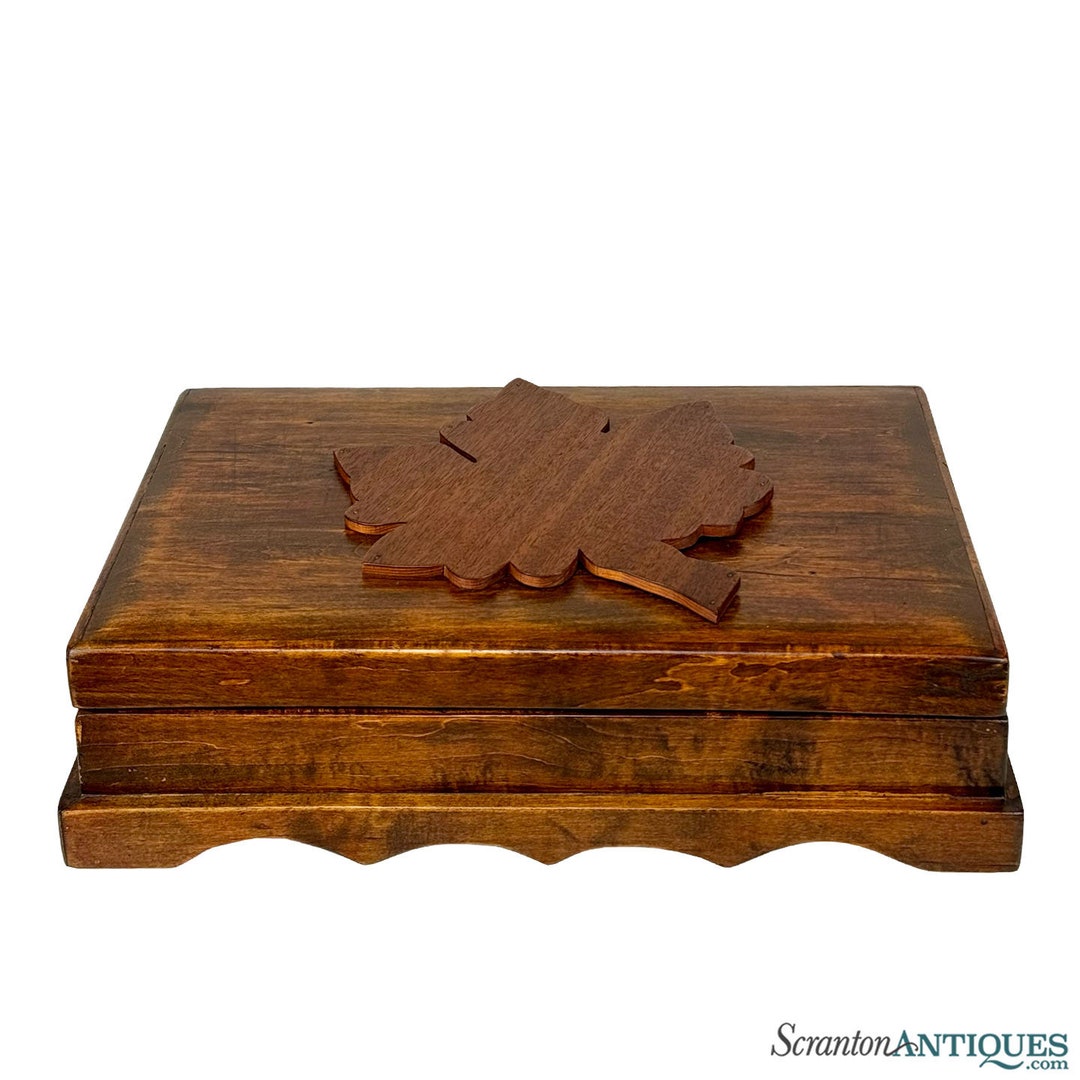 Vintage Traditional Farmhouse Walnut Maple Leaf Storage Box - Etsy