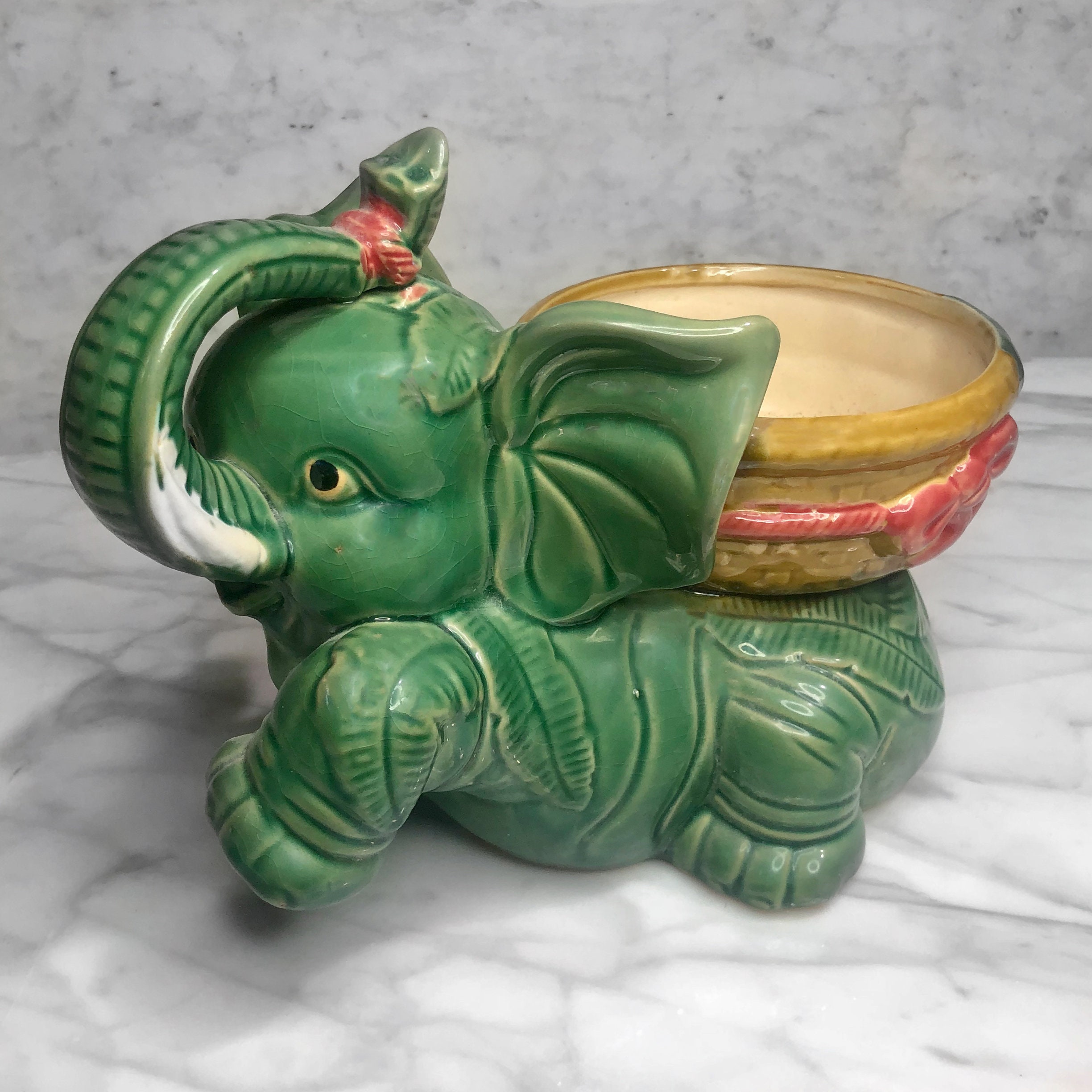 Home & Living Indoor Planters Home Décor Green Ceramic Elephant Planter ...
