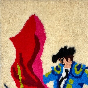 Mid-century Spanish Matador Bull Fighter Shag Rug Wall Art 3x4 - Etsy