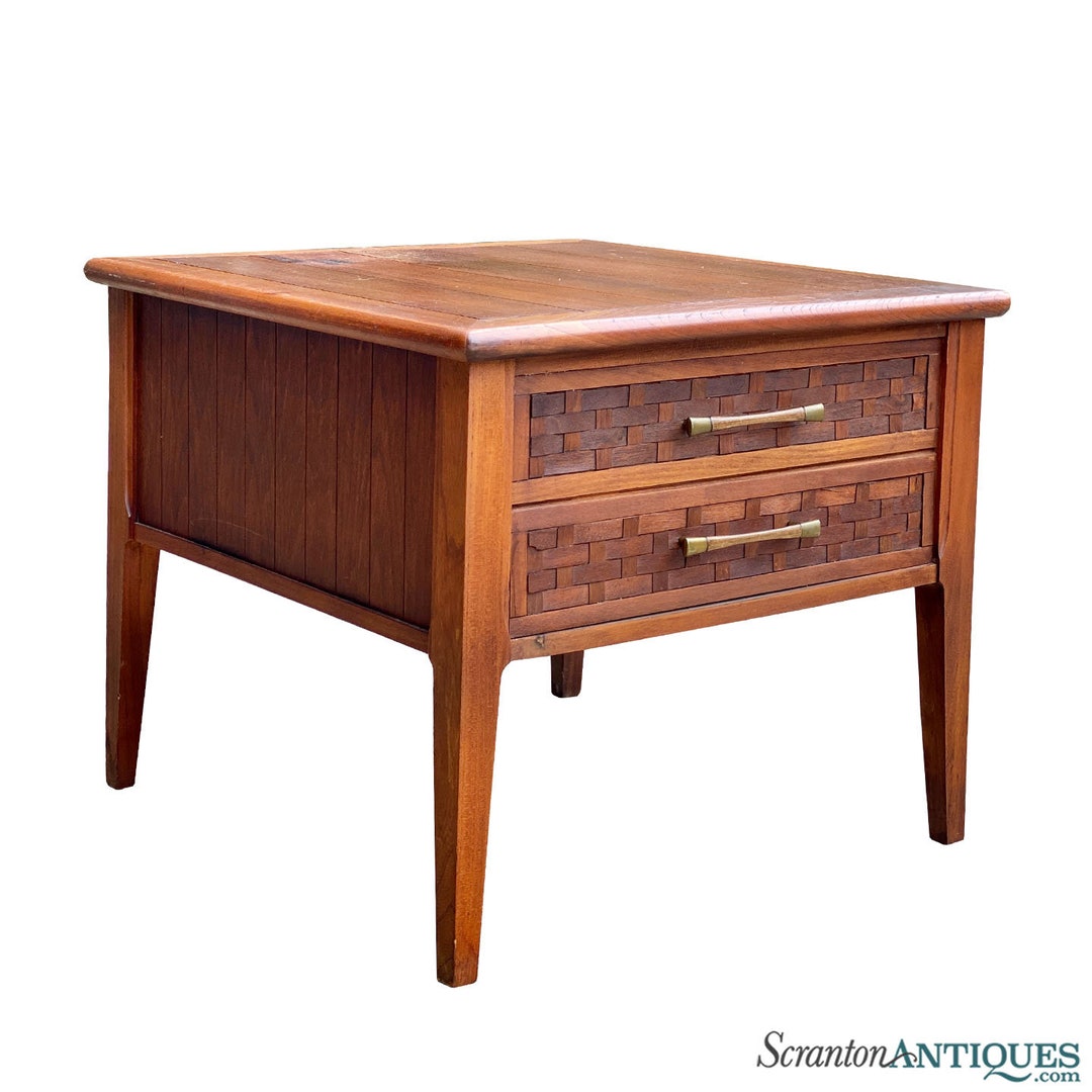 Mid-century Modern Walnut Basket Weave Motif End Table - Etsy