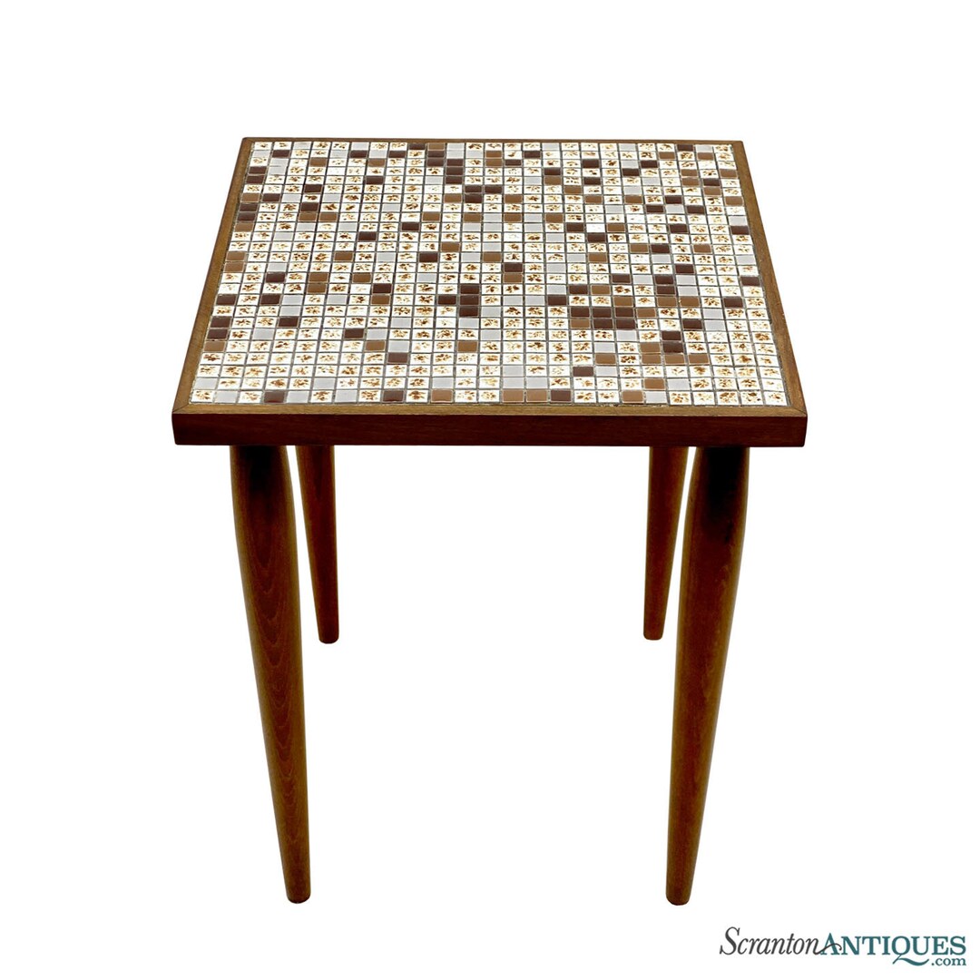 Mid-century Atomic Mosaic Porcelain Tile Top Plant Stand Table - Etsy