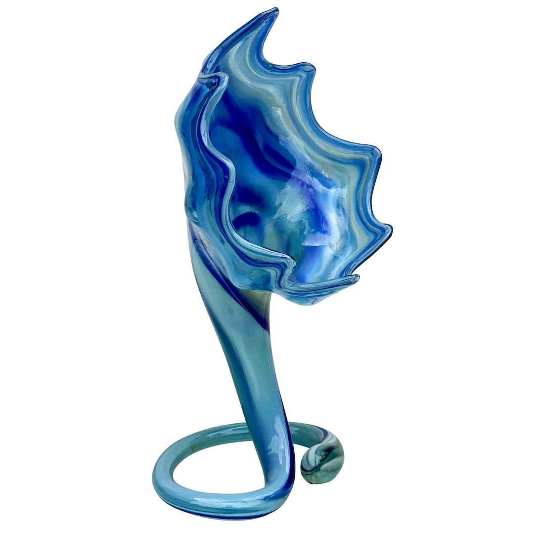 Mid-century Art Glass Blue Slag Vase Sculpture by Sooner - Etsy