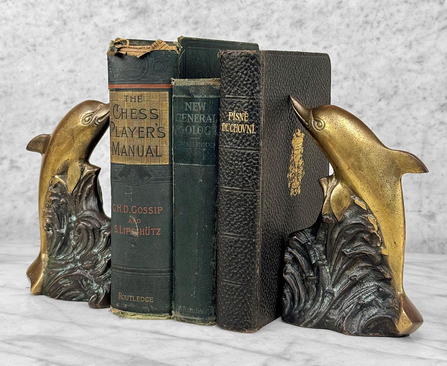 Vintage Coastal Art Deco Brass Dolphin Library Bookends - A Pair - Etsy