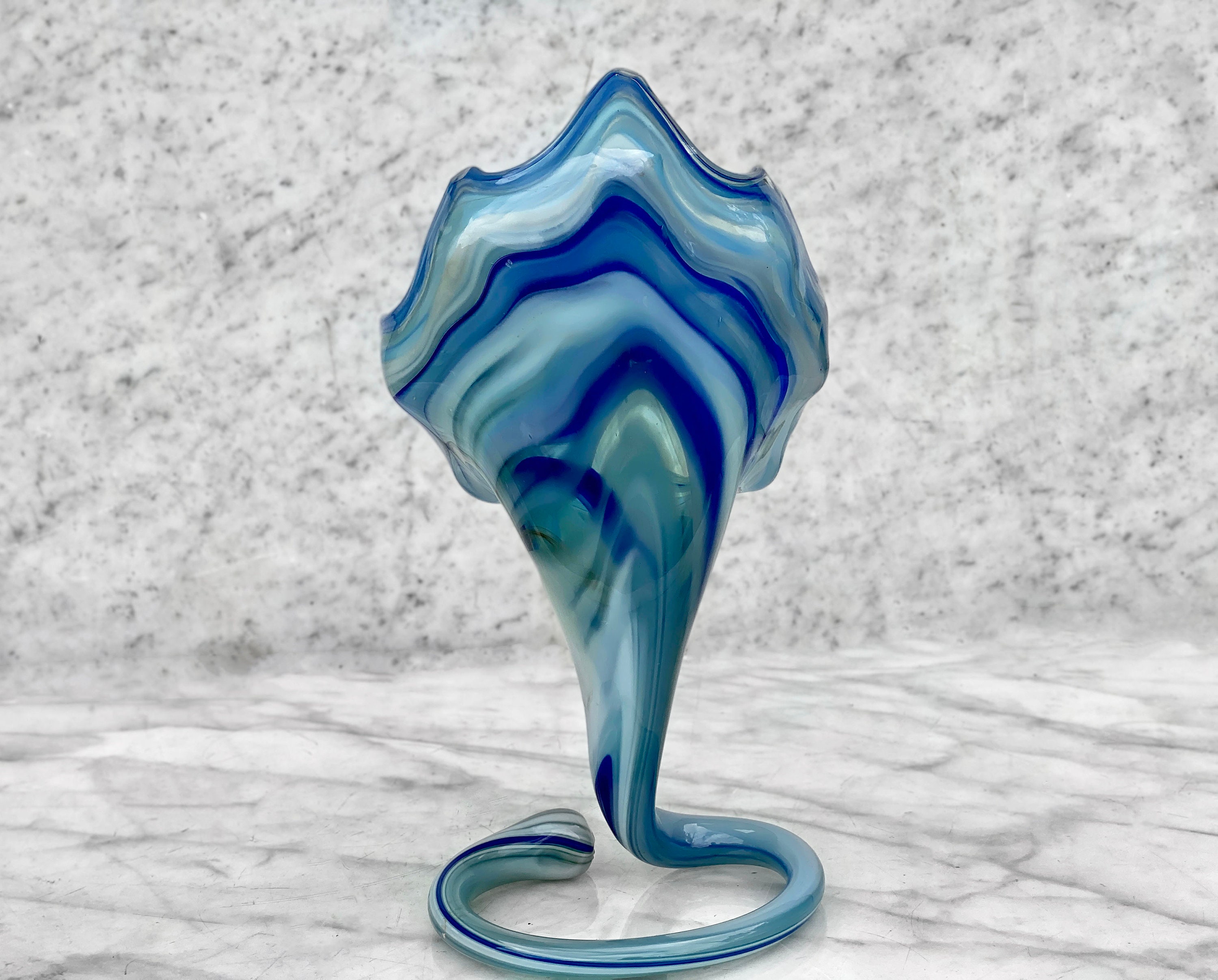 Mid-century Art Glass Blue Slag Vase Sculpture by Sooner | Etsy