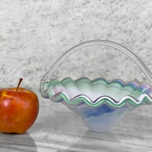 Vintage Italian Murano Blown Art Glass Ruffled Handle Candy Bowl - Etsy