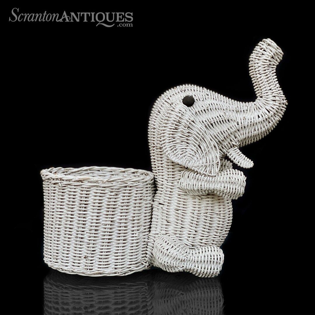 Vintage White Wicker Elephant Sculpture Indoor Planter - Etsy