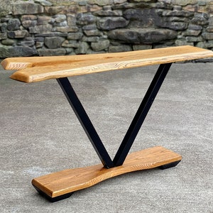 Organic Modern Live Edge Oak & Steel Console Table Server - Etsy