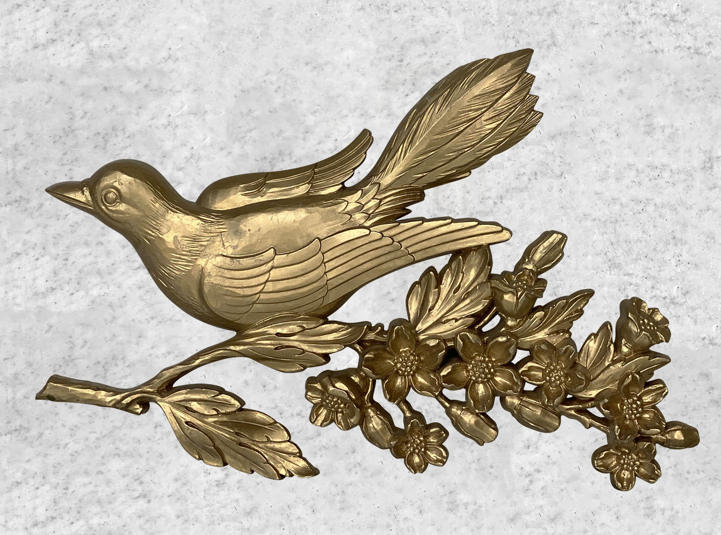 Mid-century Gold Gilded Sparrow Bird & Dogwood Wall Hanging - Etsy
