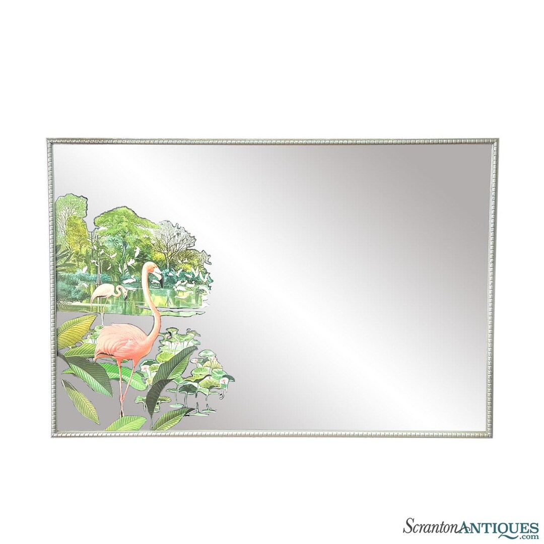 Mid-century Art Deco Pink Flamingo Wall Hanging Mirror - 30x20 - Etsy