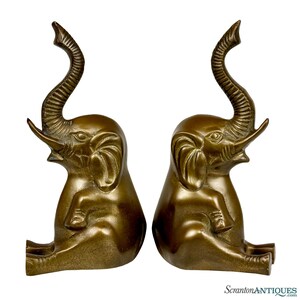 Vintage Traditional Brass Seated Elephant Library Bookends A Pair - Etsy
