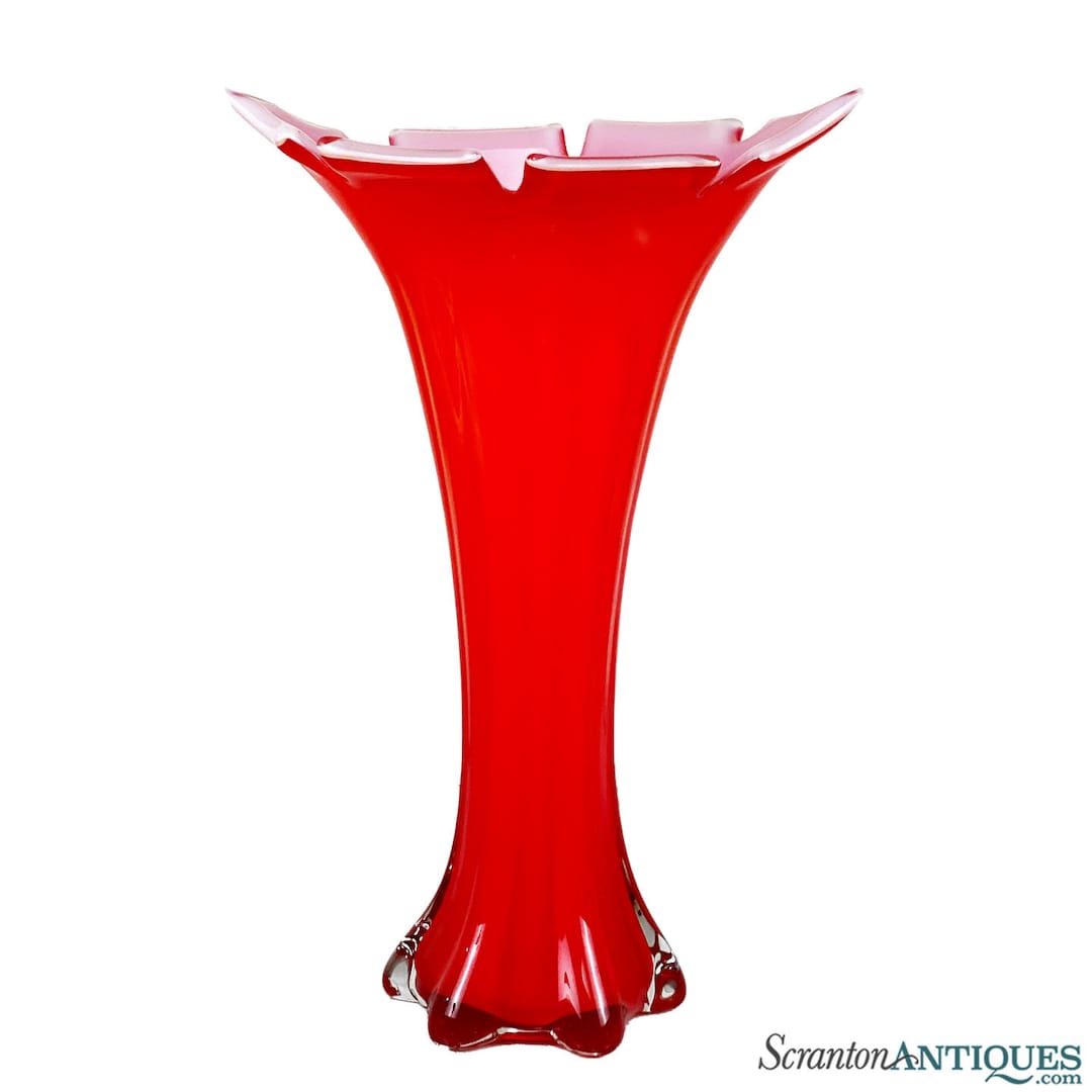 Mid-century Atomic Large Red Art Glass Swung Vase - Etsy