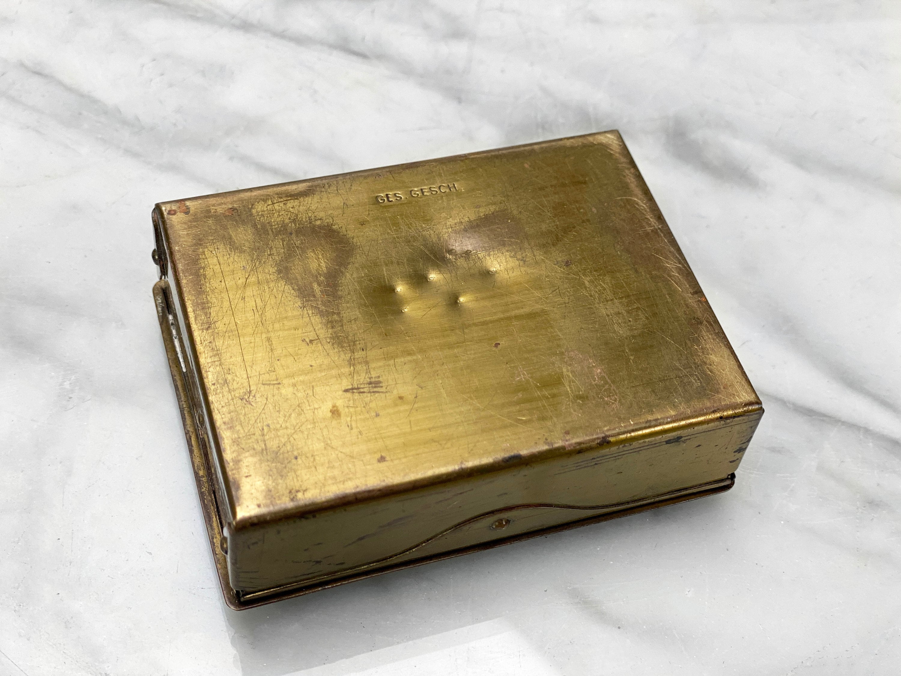 Vintage German Hammered Brass Postal Stamp Box by Ges Gesch - Etsy