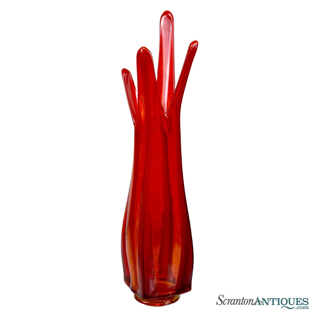 Mid-century Atomic Large Amberina Finger Swung Glass Vase by L.E Smith ...