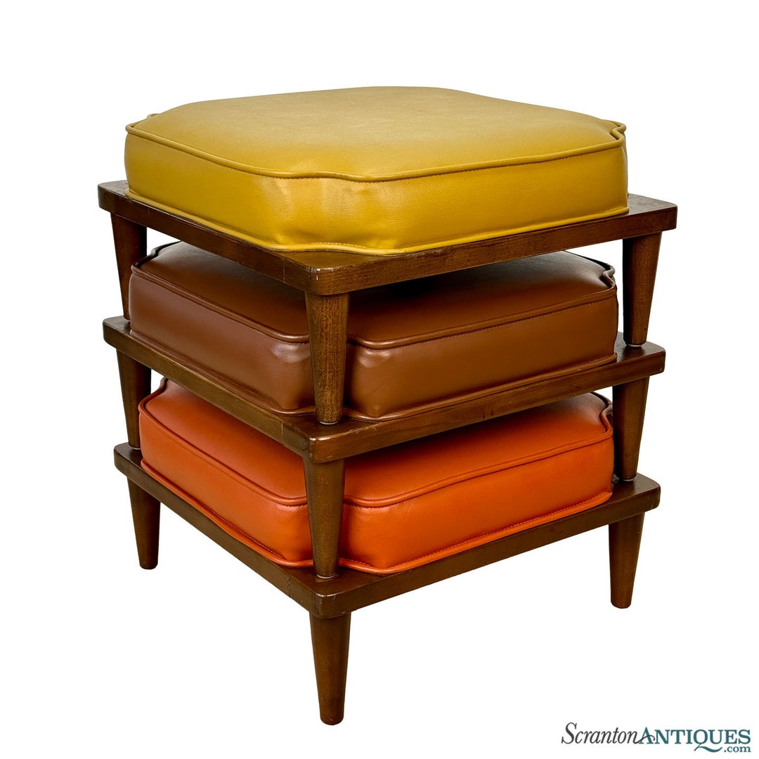 Mid-century Modern Tri-color Stacking Footstool Ottomans Set of 3 - Etsy
