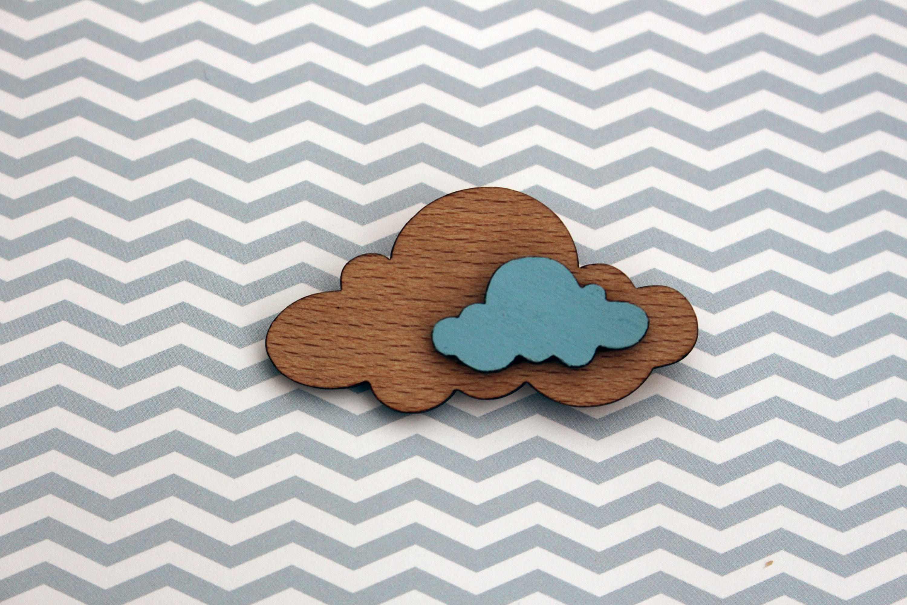 Wooden Cloud Brooch - Etsy