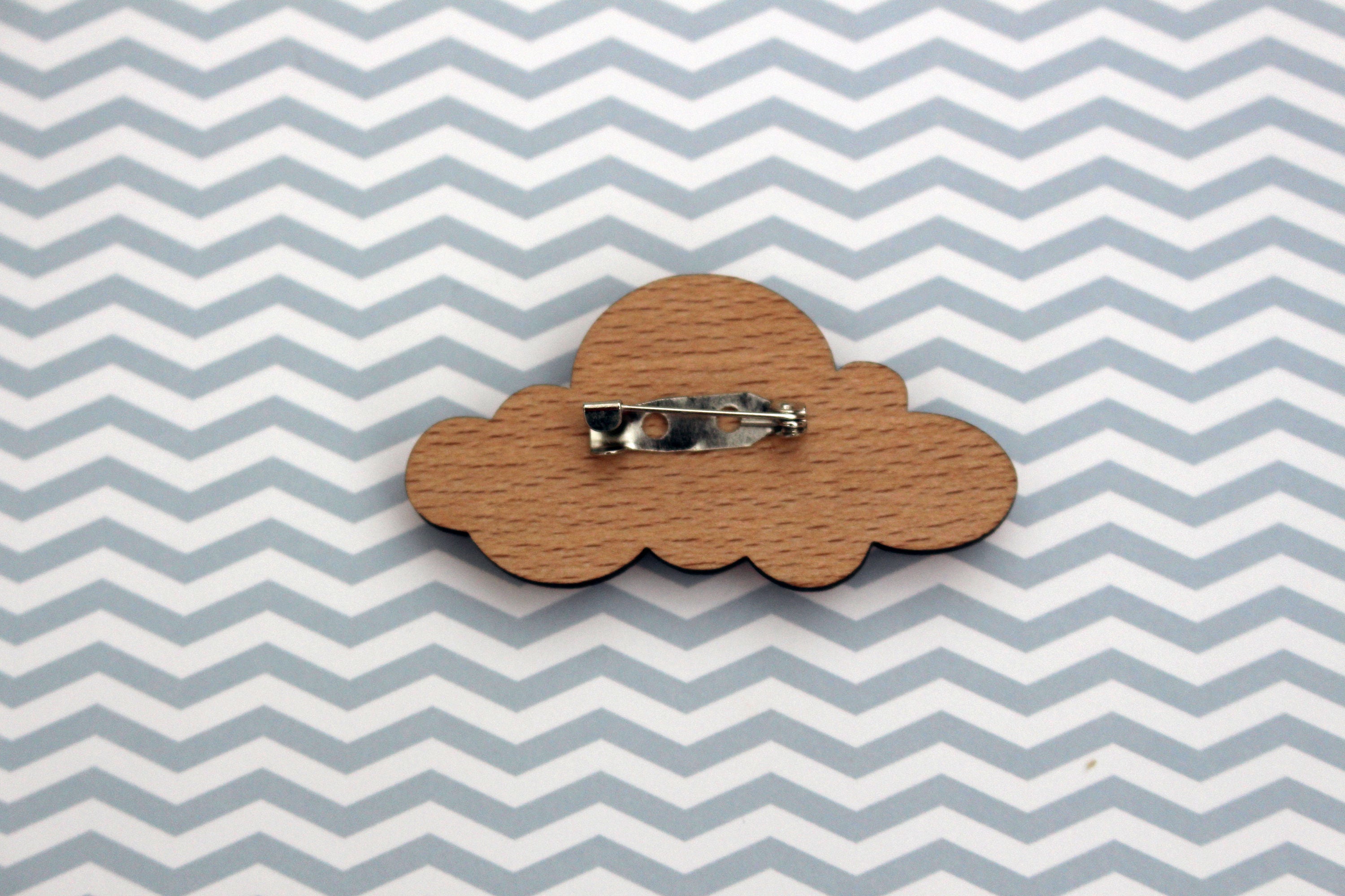 Wooden Cloud Brooch - Etsy
