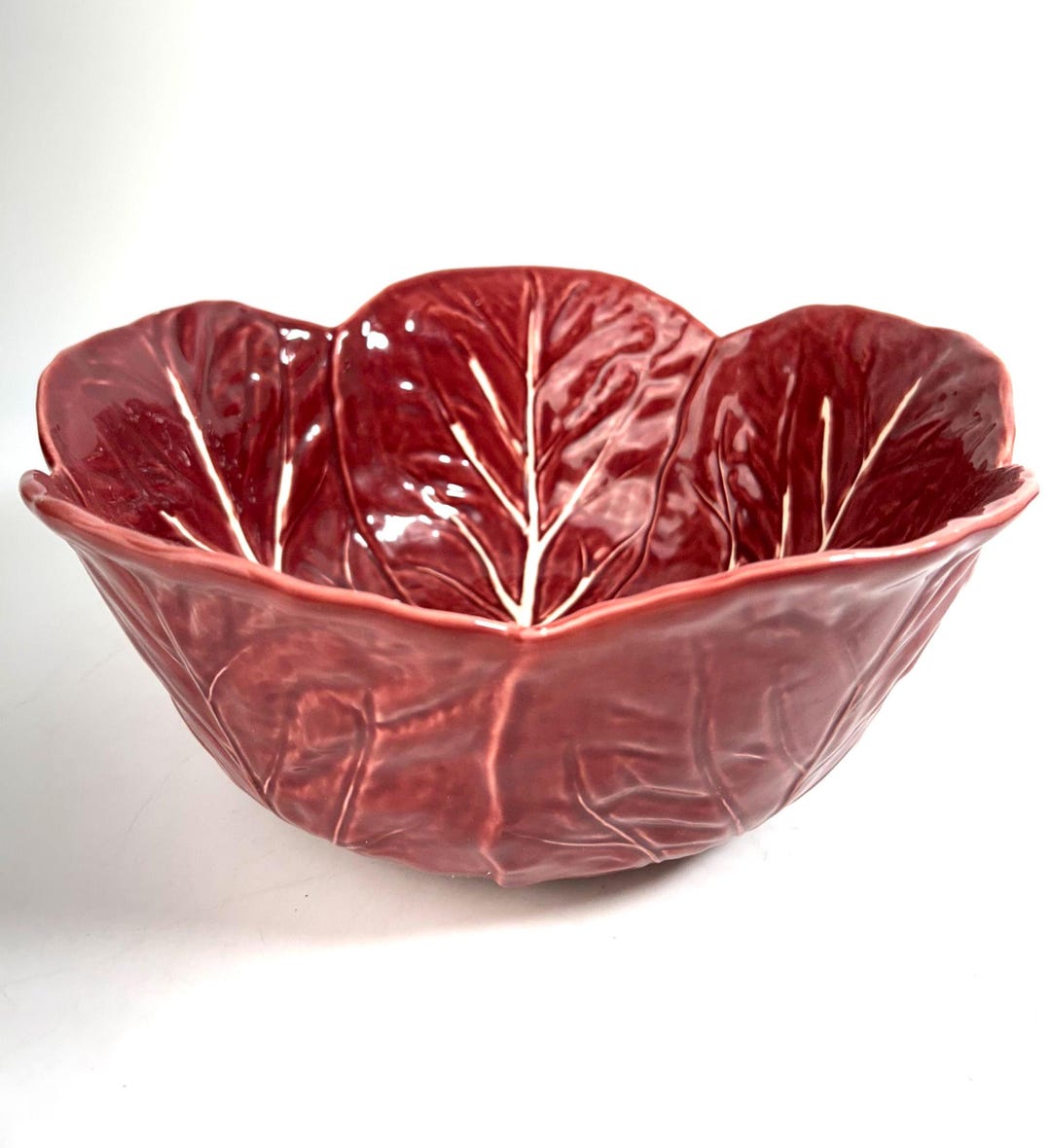 Vintage Bordallo Pinheiro Red Cabbage Salad Bowl - Portugal Serveware ...