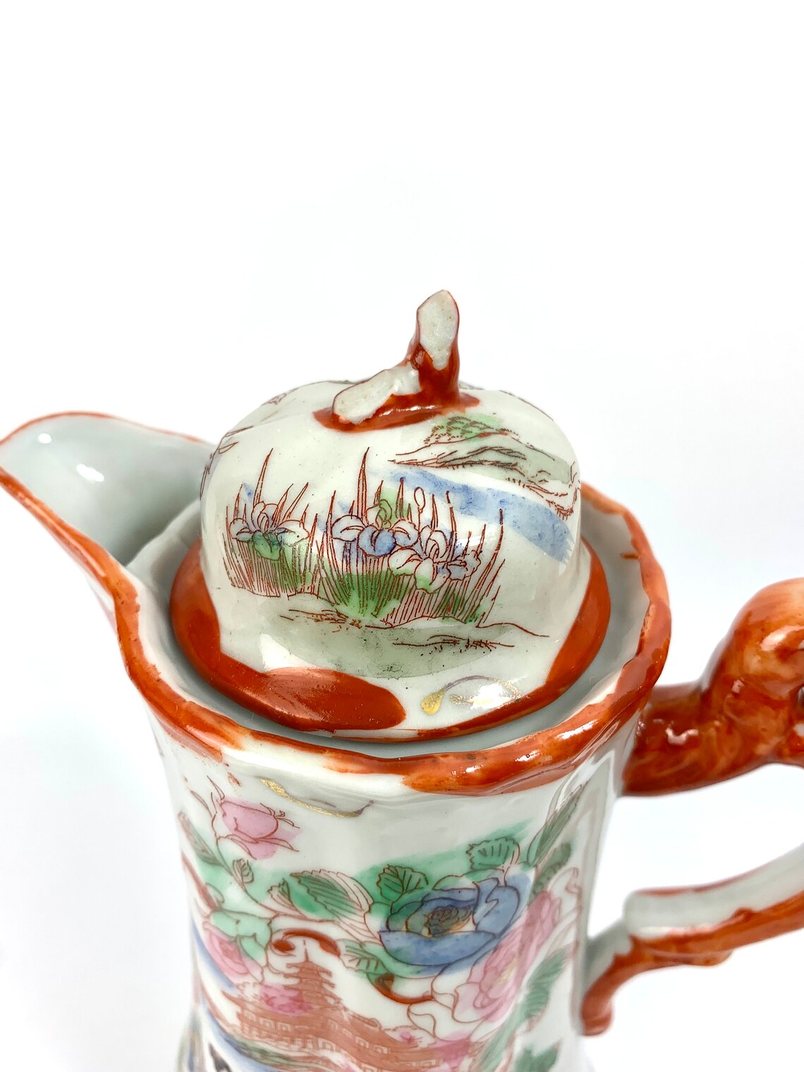 Vintage Red Geisha Girl Tea Set: Japan Ceramic Porcelain, Floral Design ...