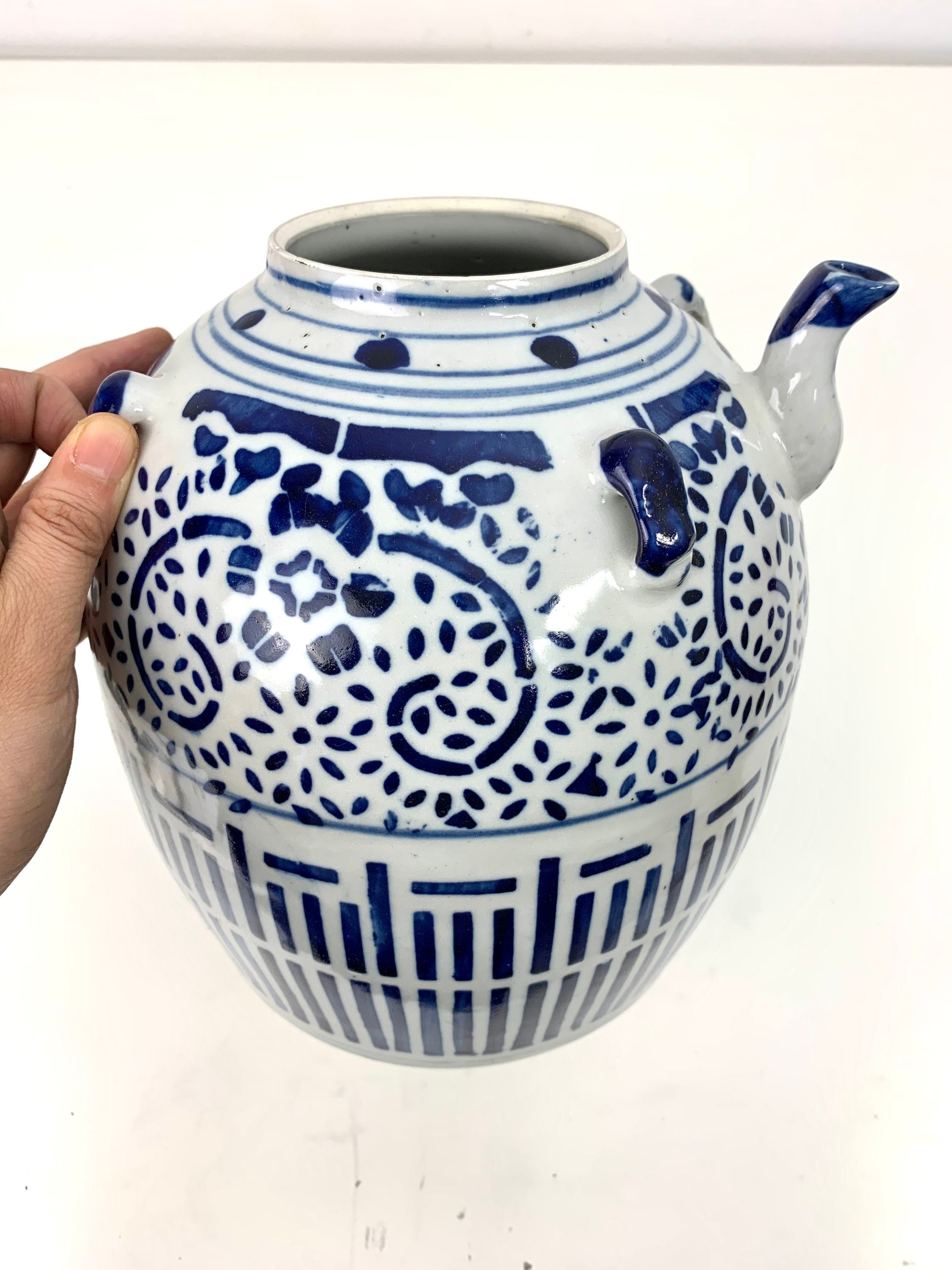 Vintage Blue and White Chinese Wine Pot with Spout Jug | Etsy