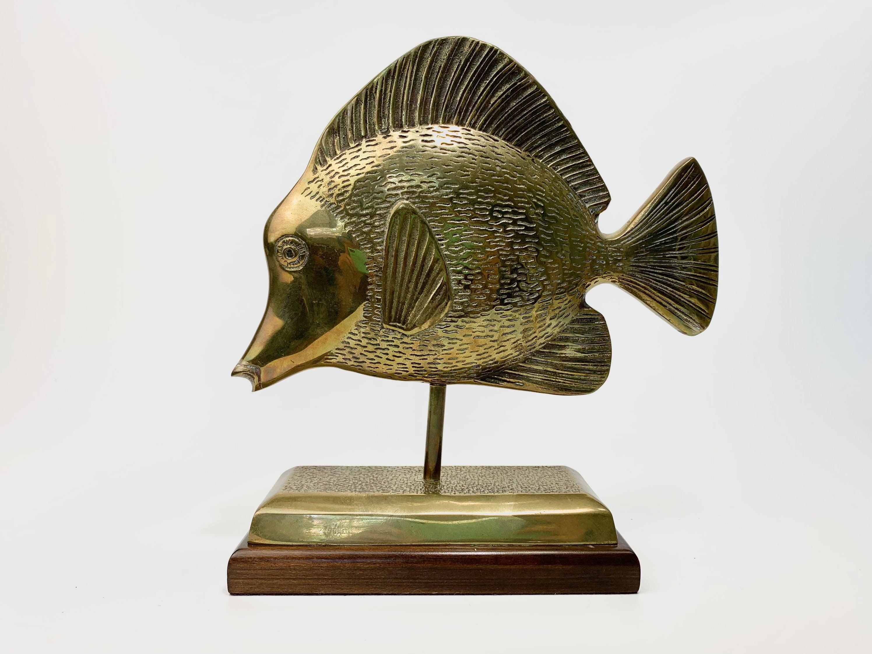 Vintage Frederick Cooper Brass Fish Tang Tropical Statue Wood | Etsy