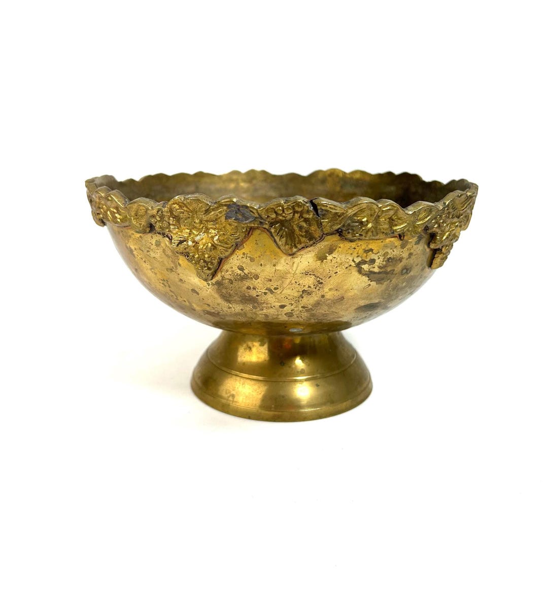 Vintage Brass Compote Chalice Footed Bowl Pedestal Dish Vase Chalice ...