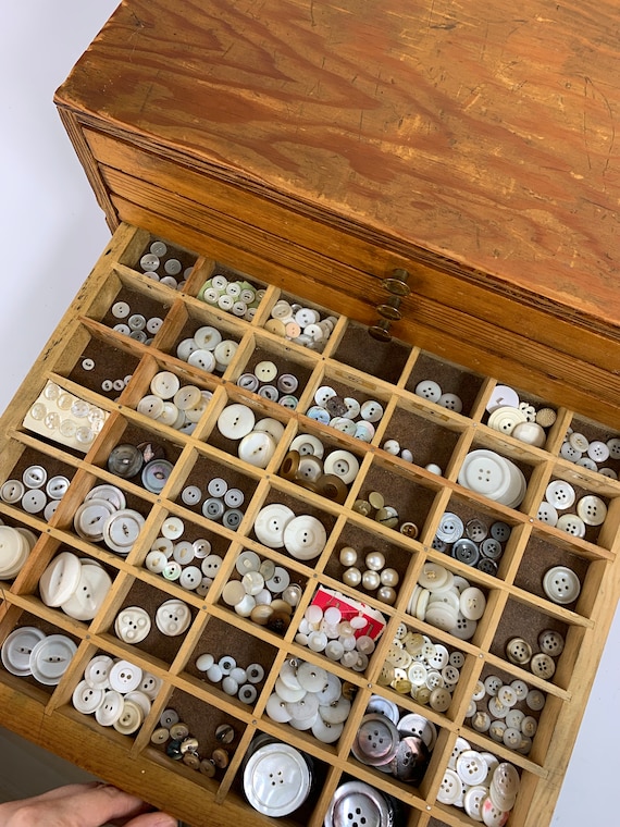 Wooden plywood 6 Drawer Button Storage Box with large… - Gem