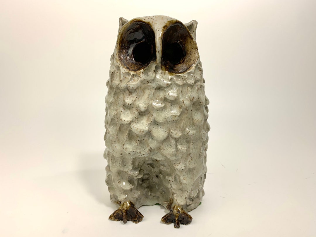 Medium Ceramic Owl Sculpture Sigrid Biow Hand Built Studio Pottery Bird ...