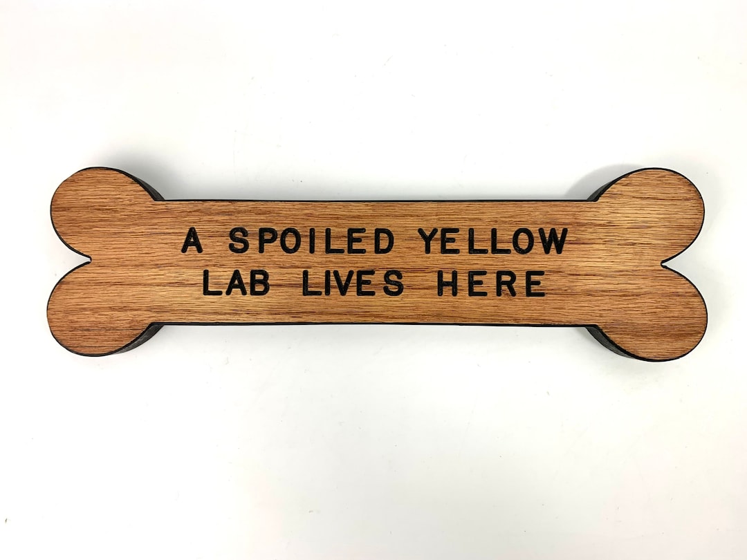 Vintage Wooden Dog Bone Sign: A Spoiled Yellow Lab Live Here Decor ...