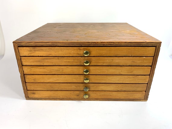 Wooden plywood 6 Drawer Button Storage Box with large… - Gem