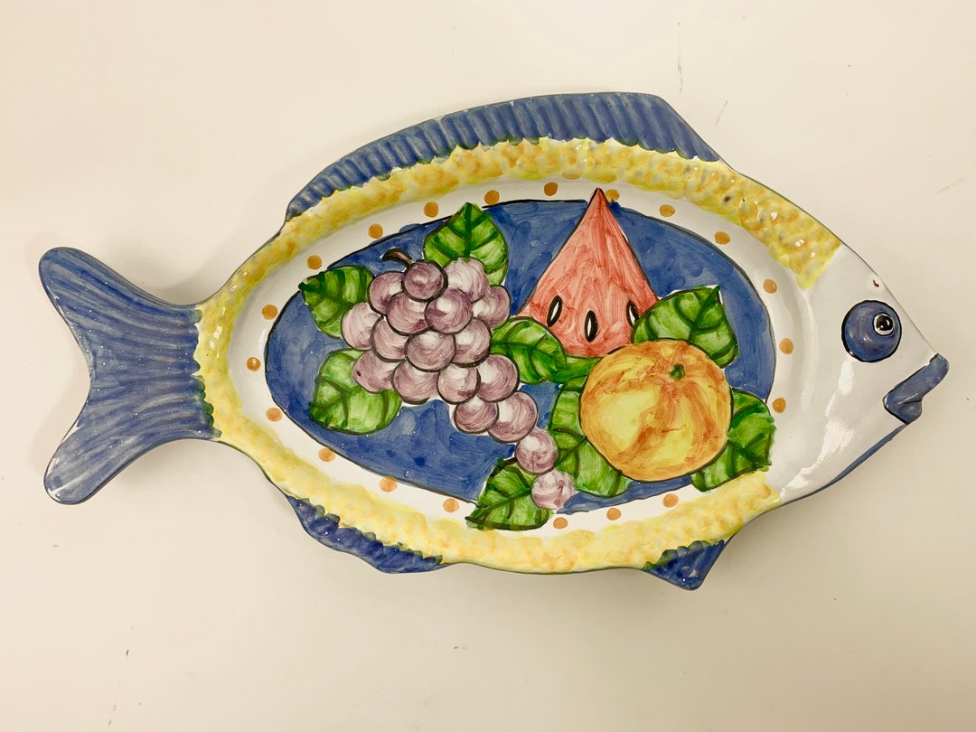 Vintage Ceramic Fish Platter Dish O Arco Loule Portugal Majolica Hand ...