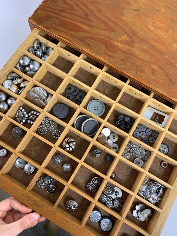 Wooden plywood 6 Drawer Button Storage Box with large… - Gem