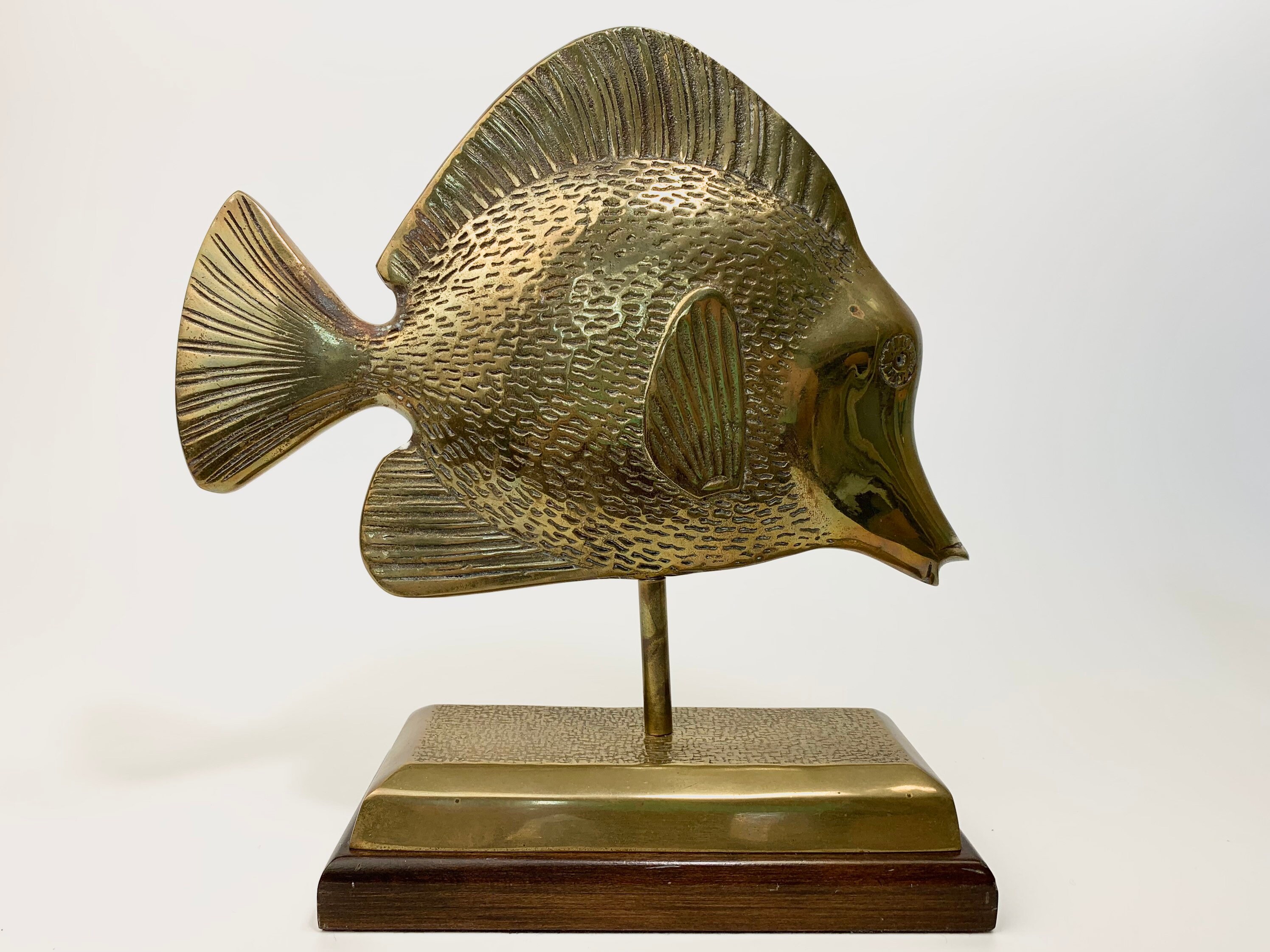 Vintage Frederick Cooper Brass Fish Tang Tropical Statue Wood | Etsy