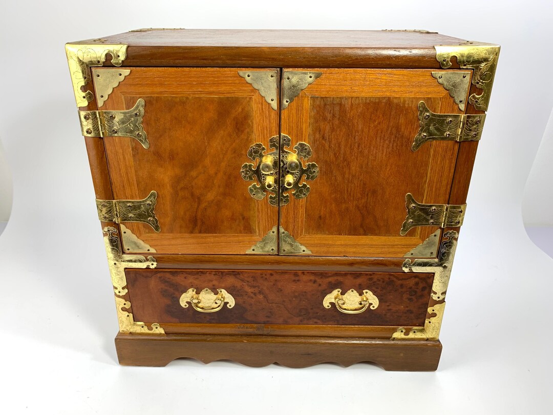 Japanese Tansu Style Wood Jewelry Box Chest of Drawers Apothecary ...