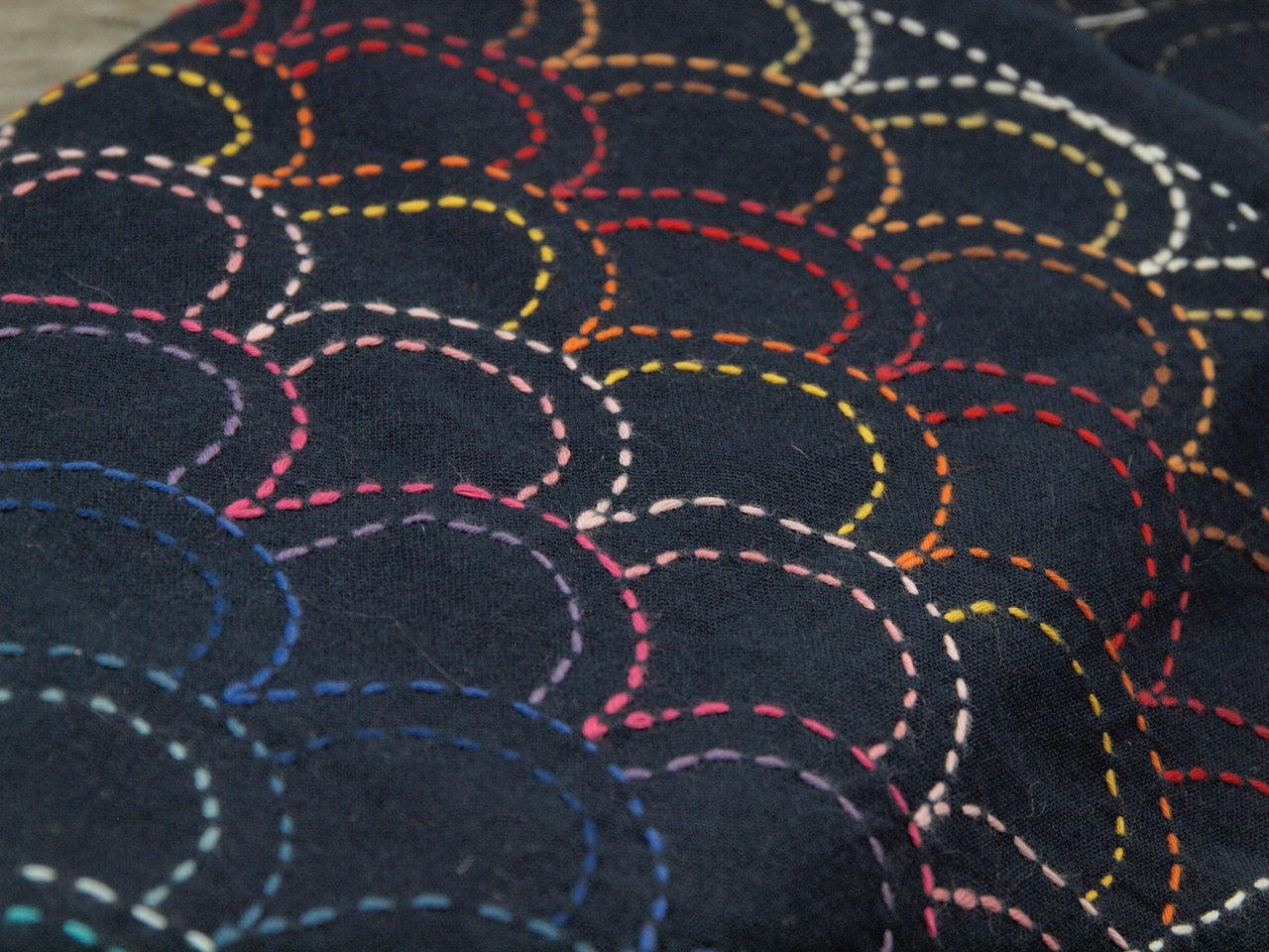 Sashiko Wave Seigaiha Arch Pre Printed Navy Panel to Stitch - Etsy