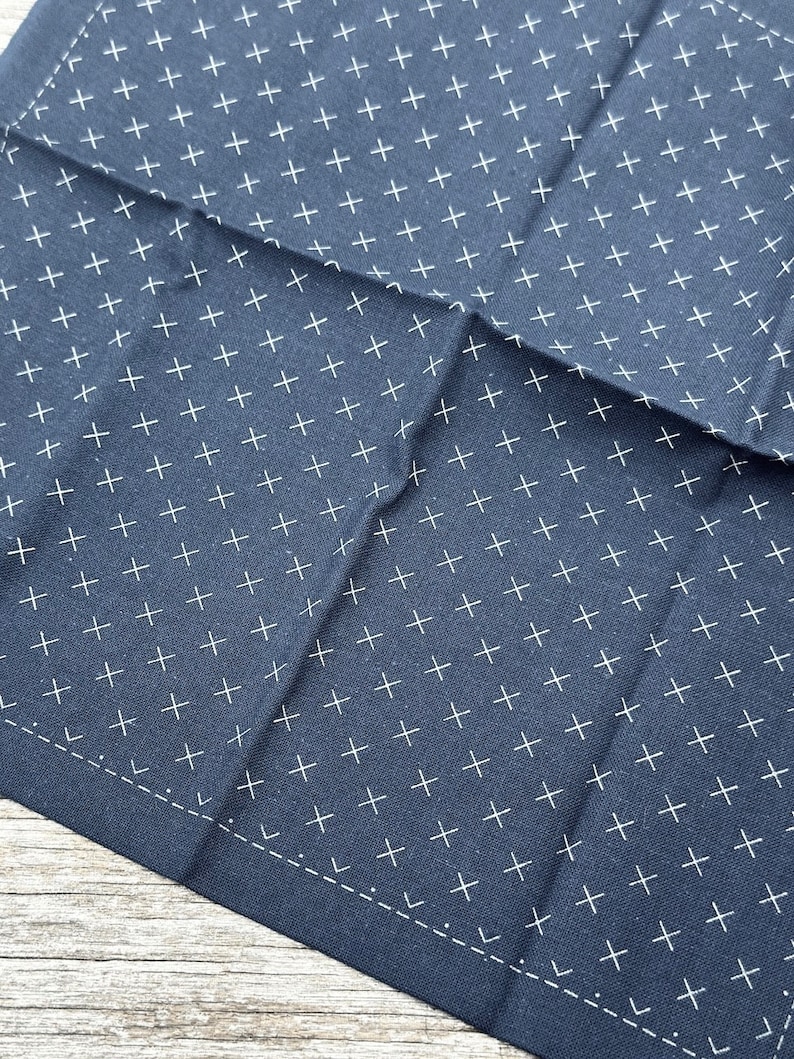 Asagao Flower Sashiko Hana Fukin: Weaving Pattern, Navy Stencilled ...
