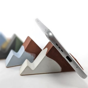 Cell Phone Stand Made of Concrete, Bicolor Mountain Shaped Cellphone ...