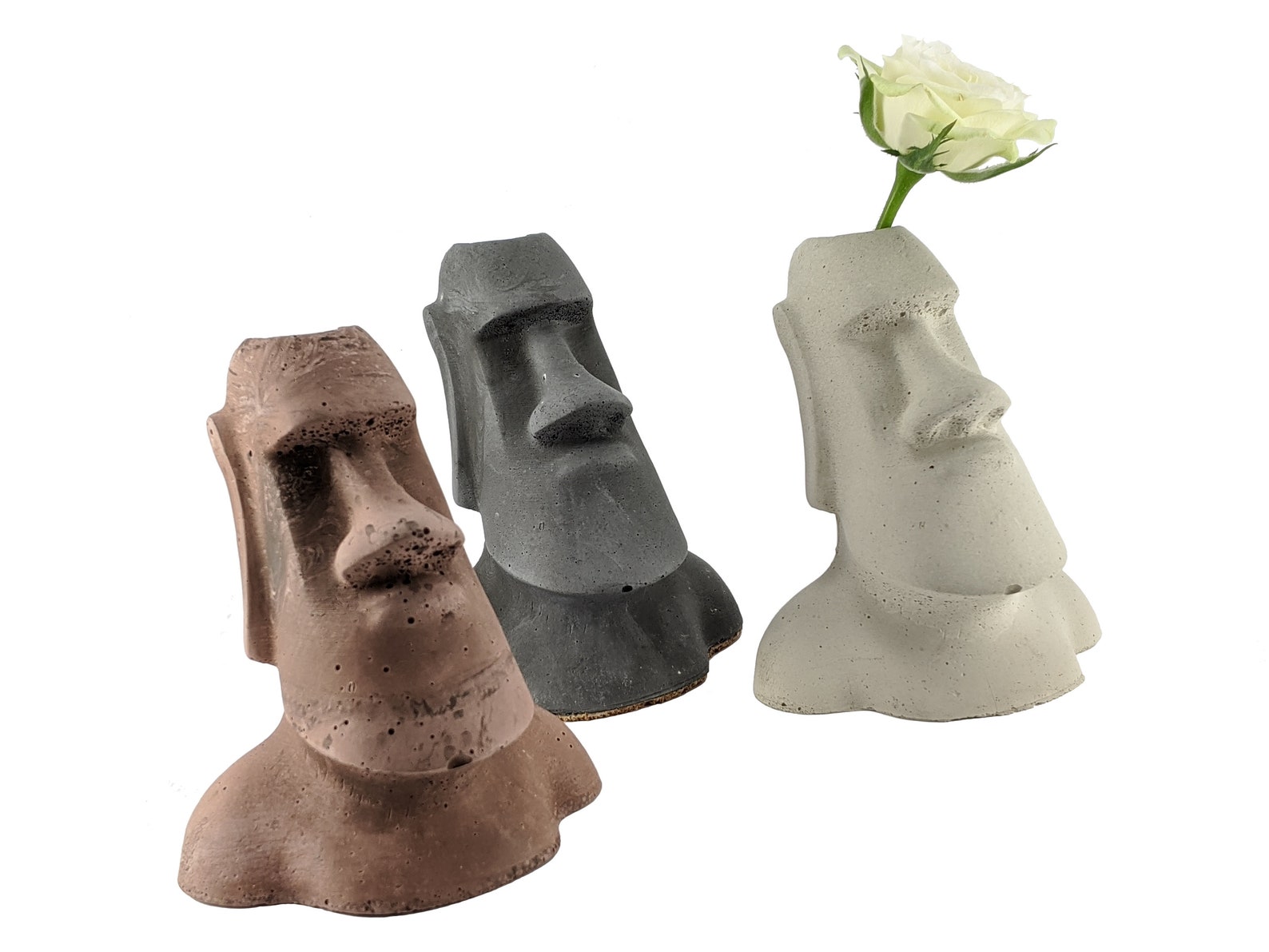 Moai Planter and Moai Statue Set Cement Easter Island Pot - Etsy