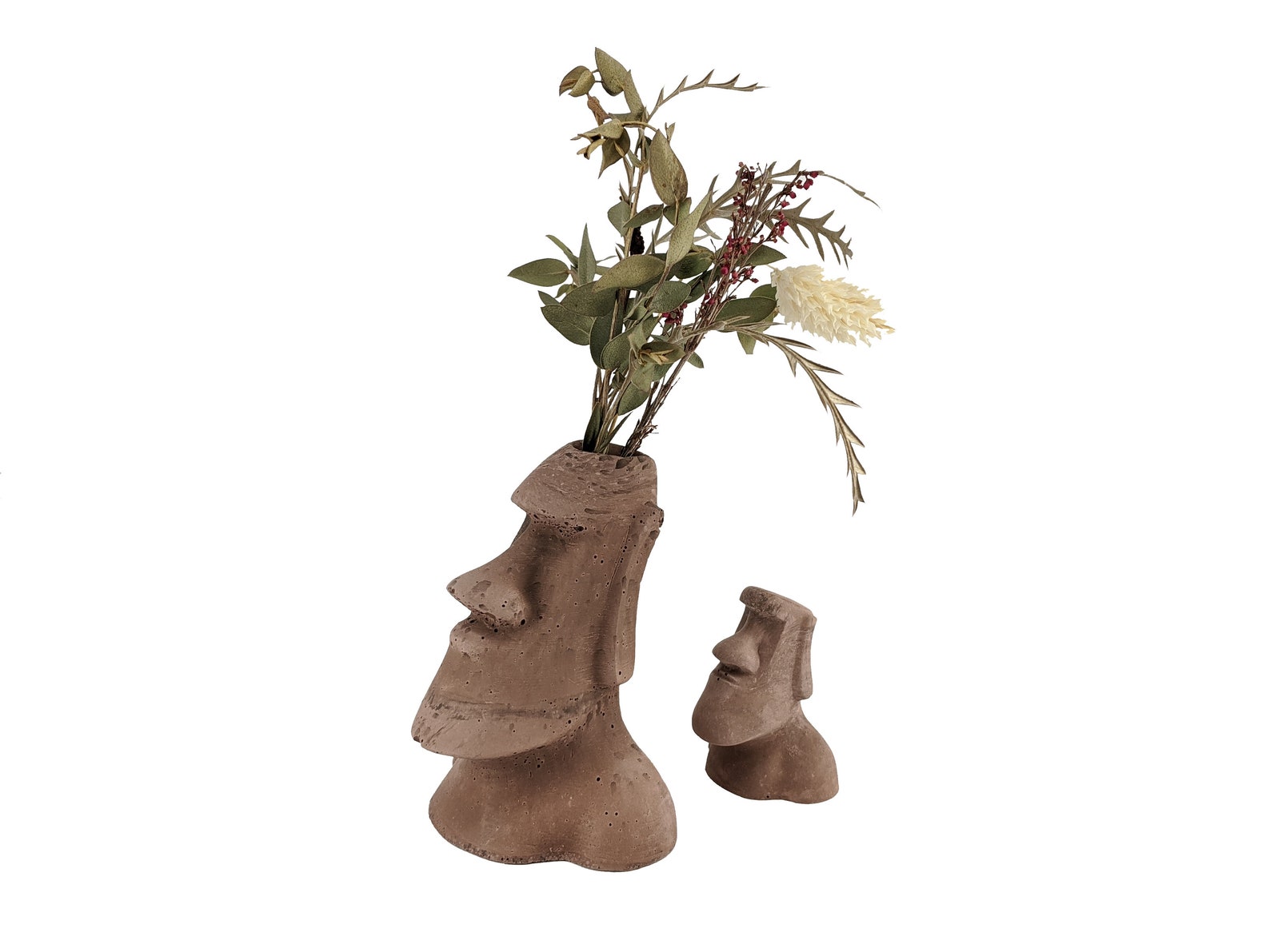 Moai Planter and Moai Statue Set Cement Easter Island Pot - Etsy