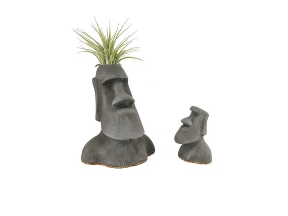 Moai Planter and Moai Statue Set Cement Easter Island Pot - Etsy Canada